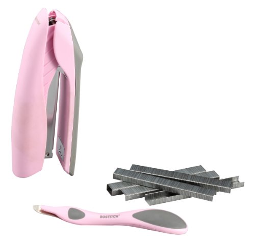 Bostitch Office Velvet No-Jam Stapler Value Kit, Includes Staples and Magnetic Staple Remover, Pink (B326-PP-VLT-PNK) (BOSB326PPVLTPNK)