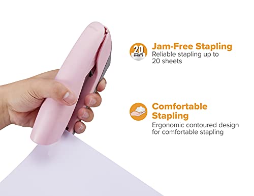 Bostitch Office Velvet No-Jam Stapler Value Kit, Includes Staples and Magnetic Staple Remover, Pink (B326-PP-VLT-PNK) (BOSB326PPVLTPNK)