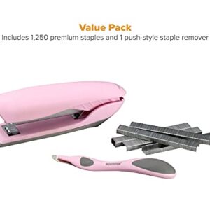 Bostitch Office Velvet No-Jam Stapler Value Kit, Includes Staples and Magnetic Staple Remover, Pink (B326-PP-VLT-PNK) (BOSB326PPVLTPNK)