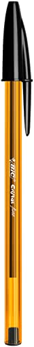 BIC Cristal Original, Ballpoint Pens, Every-Day Biro Pens with Fine Point (0.8 mm), Ideal for School and Office, Black, Pack of 50