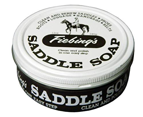 Fiebing's Saddle Soap 12oz - White - Clean, Polish and Maintain Saddles, Shoes, Luggage, Handbags - Thoroughly Cleans & Restores Natural Preservative Leather Oils to Maintain Suppleness & Strength