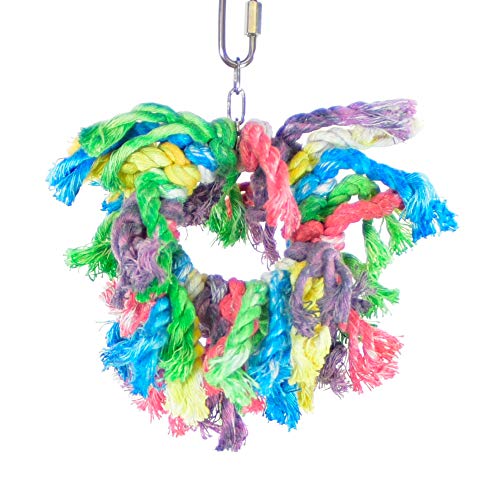 Featherland Paradise Cotton Snuggle Ring Bird Toy, Bird Perch, Large Bird Toys, for Parrots, Cockatoos, Macaws, Large Birds