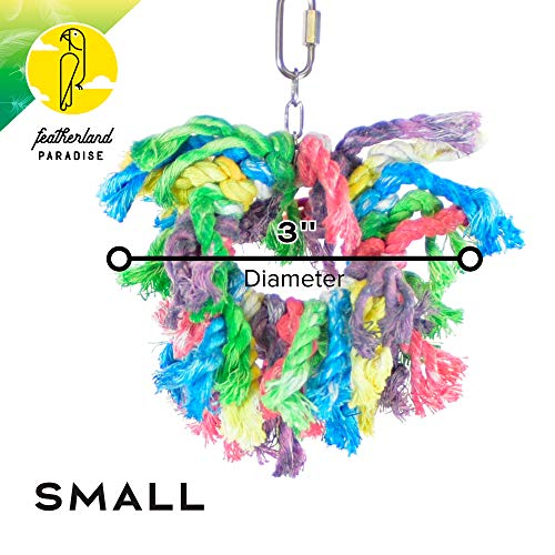 Featherland Paradise Cotton Snuggle Ring Bird Toy, Bird Perch, Large Bird Toys, for Parrots, Cockatoos, Macaws, Large Birds