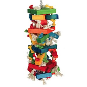 featherland paradise knots n blocks bird toy, bird toys, for parrots, cockatoos, macaws, very large birds and big beaks