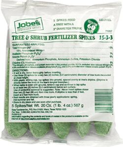 jobe's, 02010 fertilizer spikes, tree and shrub, 5 count