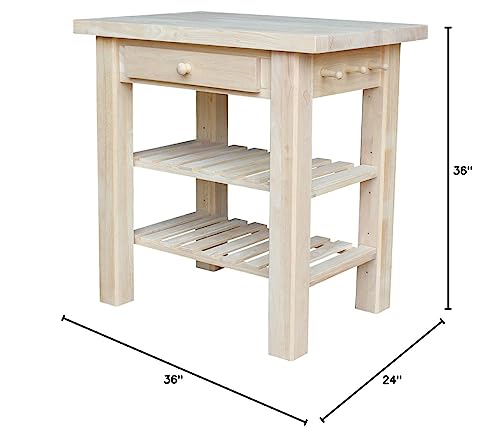 International Concepts Kitchen Island, Unfinished