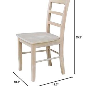 International Concepts Set of Two Madrid Chairs, Wood, Unfinished