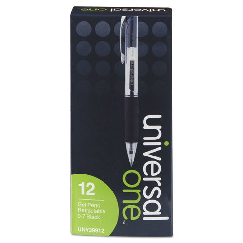 UNV39912 - Universal Clear Barrel Roller Ball Retractable Gel Pen (Grip May Vary)