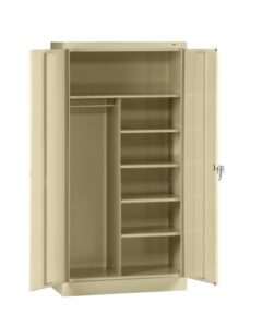 tennsco 7214 24 gauge steel standard welded combination storage cabinet, 5 shelves, 150 lbs capacity per shelf (50 lbs per half shelf), 36" width x 72" height x 18" depth, putty