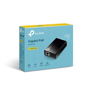 TP-LINK 802.3af Gigabit PoE Injector | Convert Non-PoE to PoE Adapter | Auto Detects the Required Power, up to 15.4W | Plug & Play | Distance Up to 100 meters (328 ft.) | Black (TL-PoE150S)