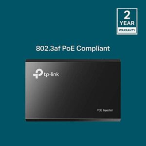 TP-LINK 802.3af Gigabit PoE Injector | Convert Non-PoE to PoE Adapter | Auto Detects the Required Power, up to 15.4W | Plug & Play | Distance Up to 100 meters (328 ft.) | Black (TL-PoE150S)