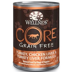 wellness core natural wet grain free canned dog food, turkey & chicken, 12.5-ounce can (pack of 12)