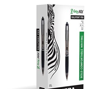 Zebra Pen Z-Grip MAX Ballpoint Retractable Pen, Black Ink, Bold, Dozen (20510)