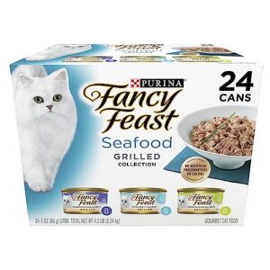 purina fancy feast grilled wet cat food seafood collection in wet cat food variety pack - (24) 3 oz. cans