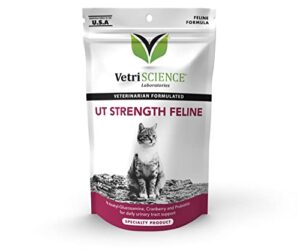 vetriscience ut strength feline urinary tract supplement for cats – chews for urinary tract support with cranberry powder, bromelain, and probiotics