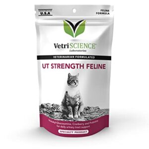 VETRISCIENCE UT Strength Feline Urinary Tract Supplement for Cats – Chews for Urinary Tract Support with Cranberry Powder, Bromelain, and Probiotics