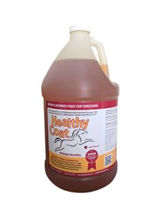 healthy coat feed supplement for horses: gallon. skin, coat, body condition, performance, allergies, immune system, hoof, joint, omega 3 & 6 fatty acids.