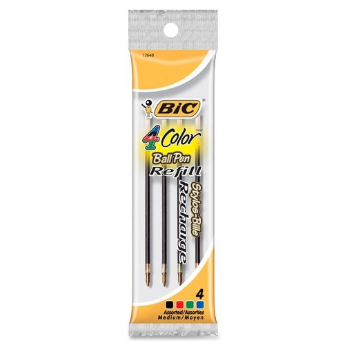 BIC 4 Color Refills - Medium Point 1.0mm 4ct, Assorted (MRM41-Ast)