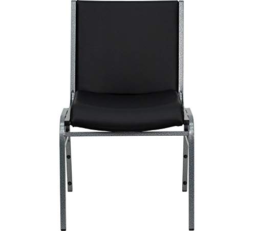 Flash Furniture HERCULES Series Heavy Duty Black Vinyl Stack Chair with Ganging Bracket