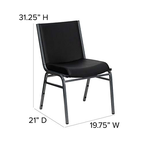 Flash Furniture HERCULES Series Heavy Duty Black Vinyl Stack Chair with Ganging Bracket