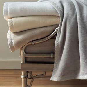 Peacock Alley All Seasons Luxury Cotton Blanket - 100% Long Staple Cotton Throw Blanket for Sofa and Bed - Queen (Natural)