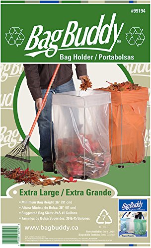 Bag Buddy Trash Bag Holder - Versatile Metal Support Stand (30" Height) for 39-45 Gallon Plastic and Paper Bags - Use For Leaves, Yard Work, Laundry and Trash - Stand Dismantles for Easy Storage