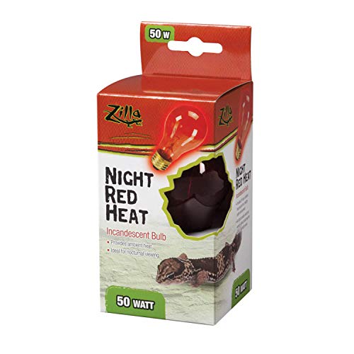 Zilla Reptile Terrarium Incandescent Heat Bulb, Night Red, 50 Watts