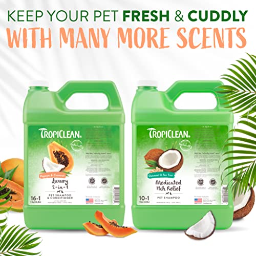 TropiClean 2-in-1 Papaya & Coconut Dog Shampoo and Conditioner | Natural Pet Shampoo Derived from Natural Ingredients | Cat Friendly | Made in the USA | 1 gallon