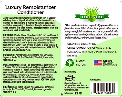 Espree Luxury Remoisturizer for Dogs & Cats | Made with 100 % Organic Aloe Vera | 1 Gallon