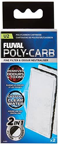 Fluval U2 Poly-Carb Cartridge, Replacement Underwater Aquarium Filter Media, 2-Pack, A490