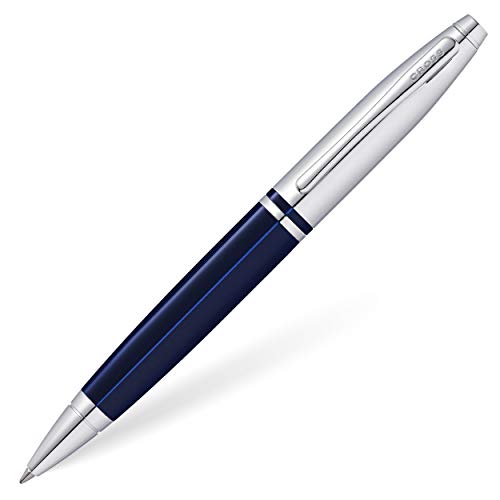 Cross Calais Refillable Ballpoint Pen, Medium Ballpen, Includes Premium Gift Box - Chrome/Blue