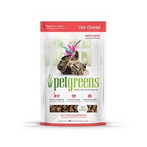 pet greens treats savory salmon semi-moist cat treats 3 ounce (pack of 1)