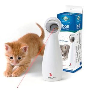 petsafe bolt - automatic cat laser toy - interactive - relieves anxiety & boredom - bug-like laser pattern keeps them entertained - hands-free play - auto shut off prevents overstimulation white small