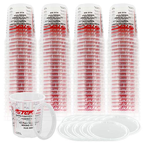 Custom Shop - 10oz Paint Mixing Cups - Full Case of 100 - Calibrated Mixing Ratios on Side of Cup Epoxy Resin