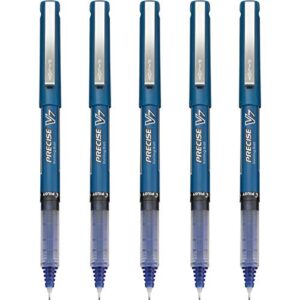 PILOT Precise V7 Stick Liquid Ink Rolling Ball Stick Pens, Fine Point (0.7mm) Blue Ink, 5-Pack (26021)