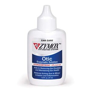 zymox otic enzymatic solution for dogs and cats to soothe ear infections with 1% hydrocortisone for itch relief, 1.25oz