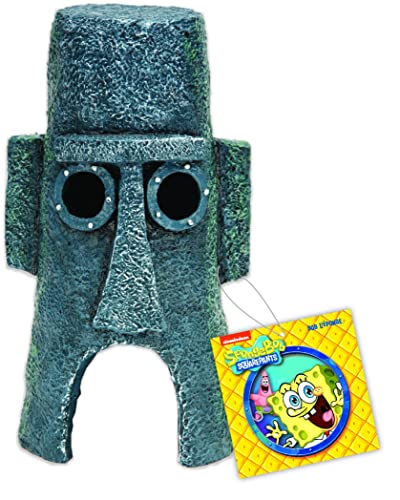 Penn-Plax Spongebob Squarepants Officially Licensed Aquarium Ornament – Squidward’s Easter Island Home – Medium