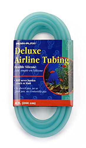 Penn-Plax Deluxe Airline Tubing for Aquariums – Made of Durable Silicone – Safe for Freshwater and Saltwater Fish Tanks – 8 Feet