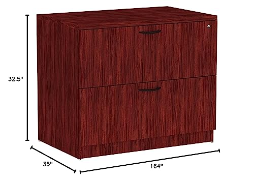 Alera Valencia Series 35-Inch by 22 by 29-1/2-Inch 2-Drawer Lateral File, Mahogany