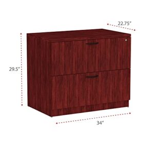 Alera Valencia Series 35-Inch by 22 by 29-1/2-Inch 2-Drawer Lateral File, Mahogany