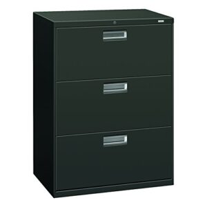 hon brigade 600 series lateral file, 3 legal/letter-size file drawers, charcoal, 30" x 18" x 39.13"