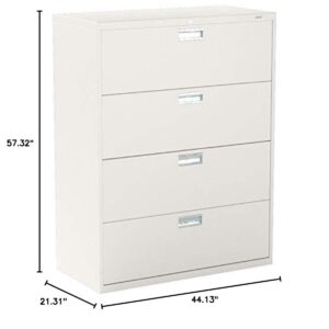 HON Brigade 600 Series Lateral File, 4 Legal/Letter-Size File Drawers, Light Gray, 42" X 18" X 52.5"