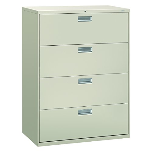 HON Brigade 600 Series Lateral File, 4 Legal/Letter-Size File Drawers, Light Gray, 42" X 18" X 52.5"