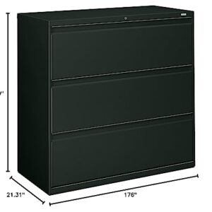 HON 893LS 800 Series 42 by 19-1/4-Inch 3-Drawer Lateral File, Charcoal