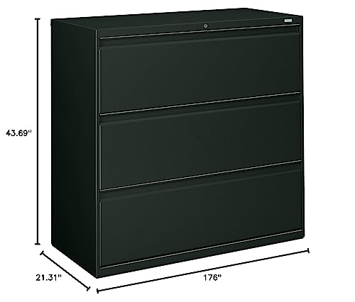 HON 893LS 800 Series 42 by 19-1/4-Inch 3-Drawer Lateral File, Charcoal