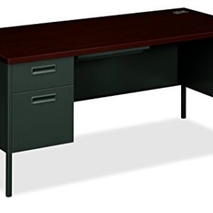 HON Metro Classic Series Left Pedestal l Workstation Desk, 66" X 30" X 29.5", Mahogany/Charcoal