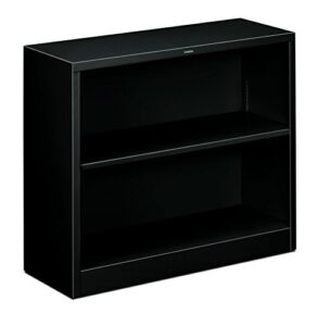 hon hons30abcp metal bookcase with two, 34-1/2w x 12-5/8d x 29h, black (s30abcp), 2-shelf, 2 shelves