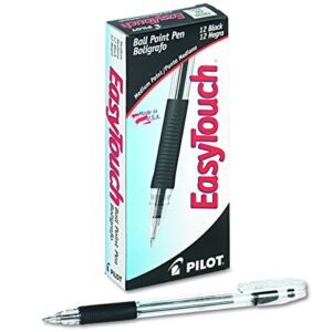 pilot easytouch ball point stick pens, medium point, black ink, dozen box (32010)