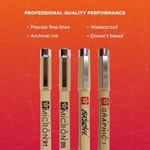 SAKURA Pigma Micron Fineliner Pens - Archival Sepia Ink Pens - Pens for Writing, Drawing, or Journaling - Assorted Point Sizes - 4 Pack