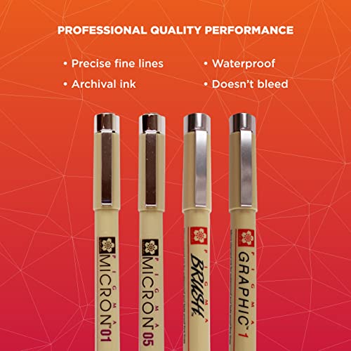 SAKURA Pigma Micron Fineliner Pens - Archival Sepia Ink Pens - Pens for Writing, Drawing, or Journaling - Assorted Point Sizes - 4 Pack